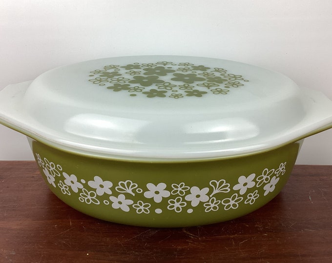 Vintage Pyrex Spring Blossom Green #045 - 2 1/2 Qt. Casserole Dish With ...