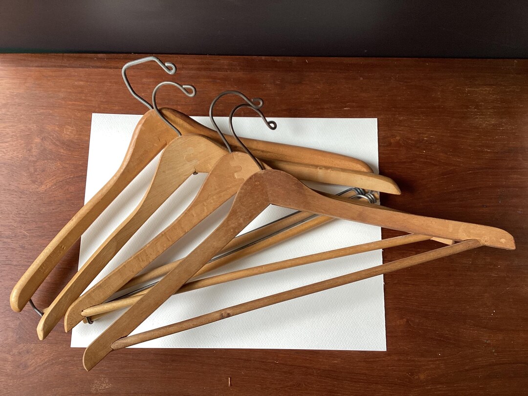 Set of 4 Vintage Wooden Clothes Hangers - Etsy