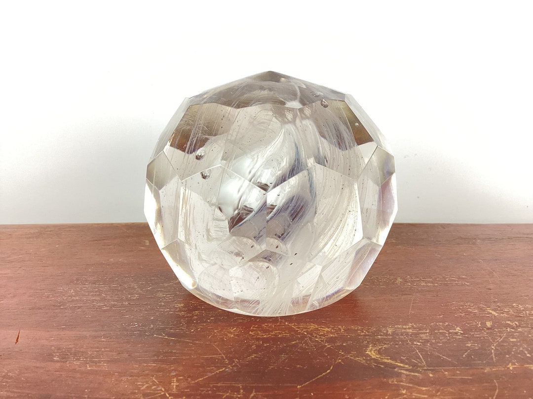 Egermann Czech Multi-faceted Art Glass Paperweight With Label - Etsy