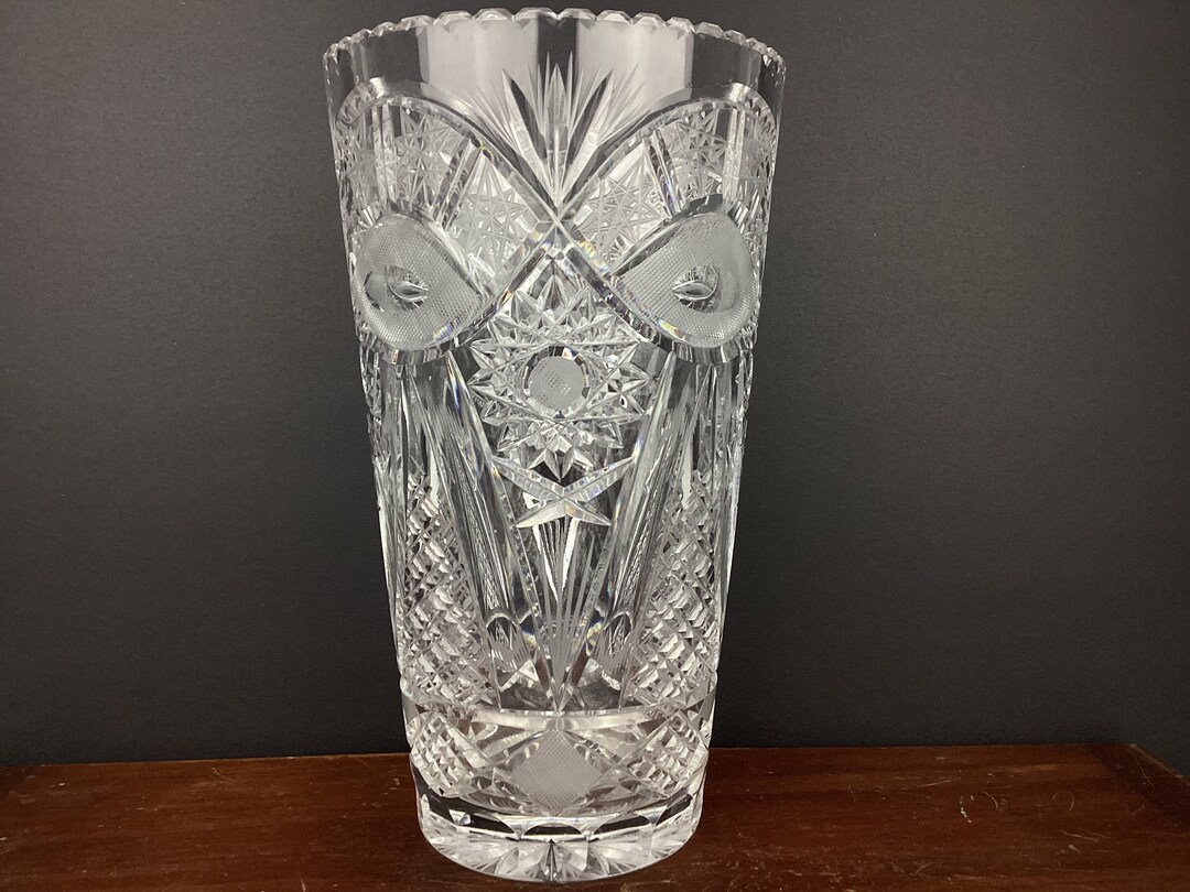 Vintage Cut Crystal Vase, Large Heavy Vase, Star Eye Pattern - Etsy
