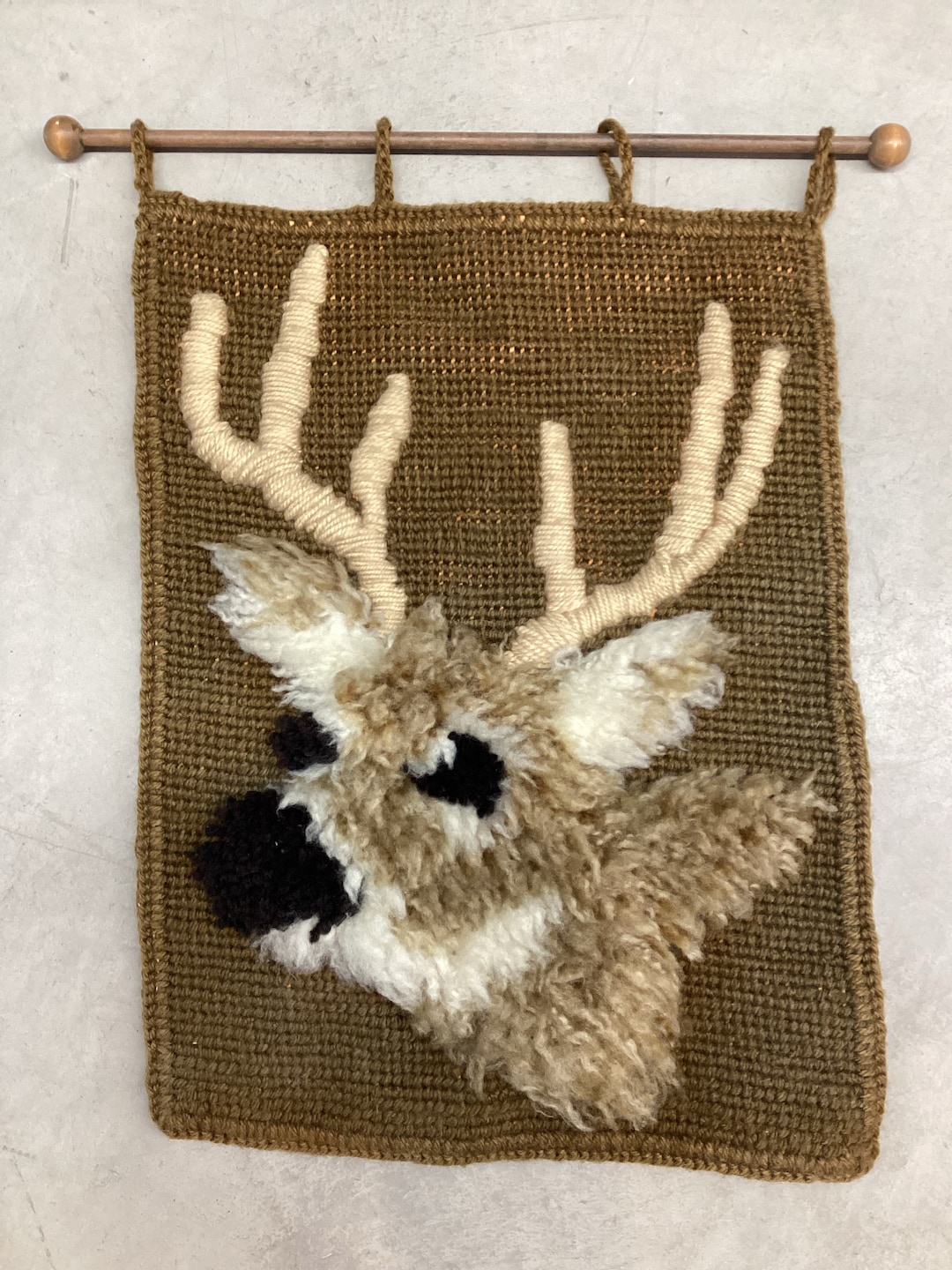Vintage Stag Yarn Wall Hanging, Deer Wall Decor - Etsy