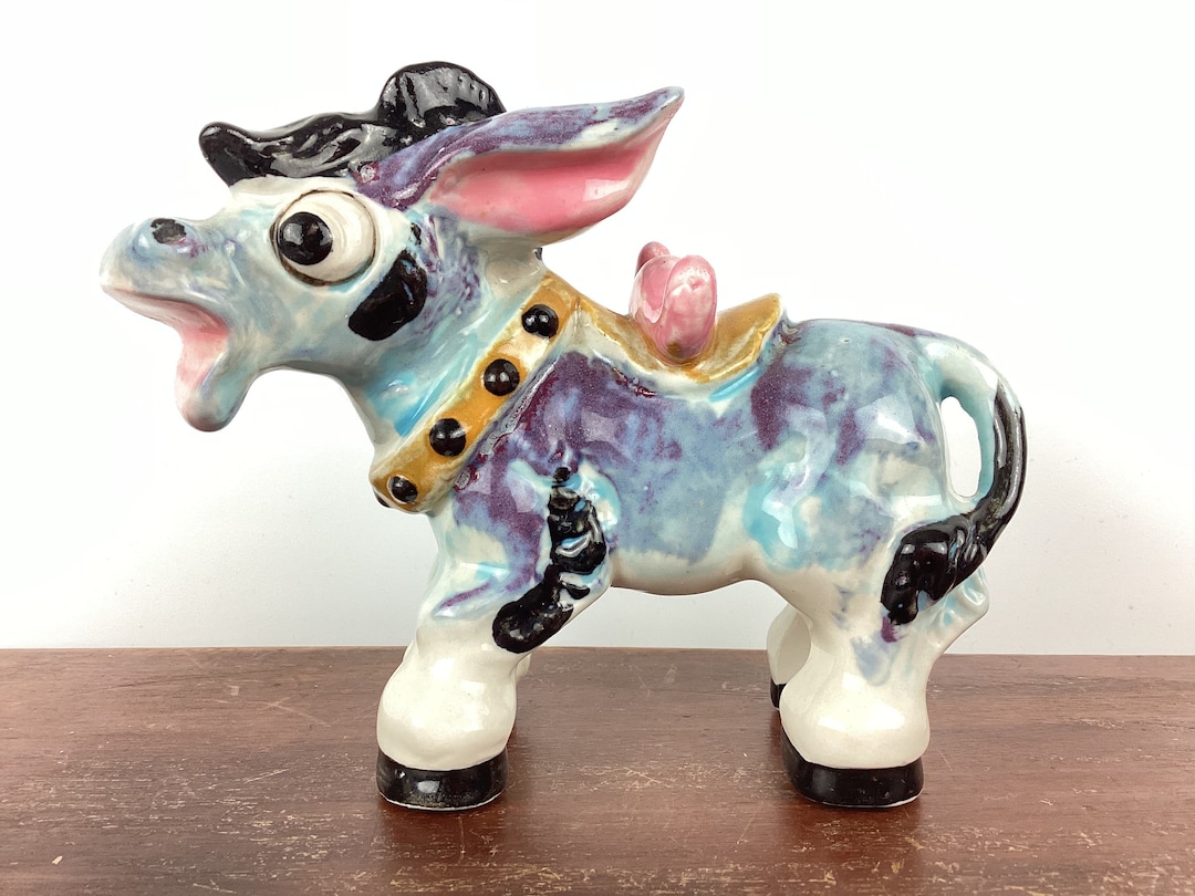 Vintage Ceramic Donkey Figurine - Etsy