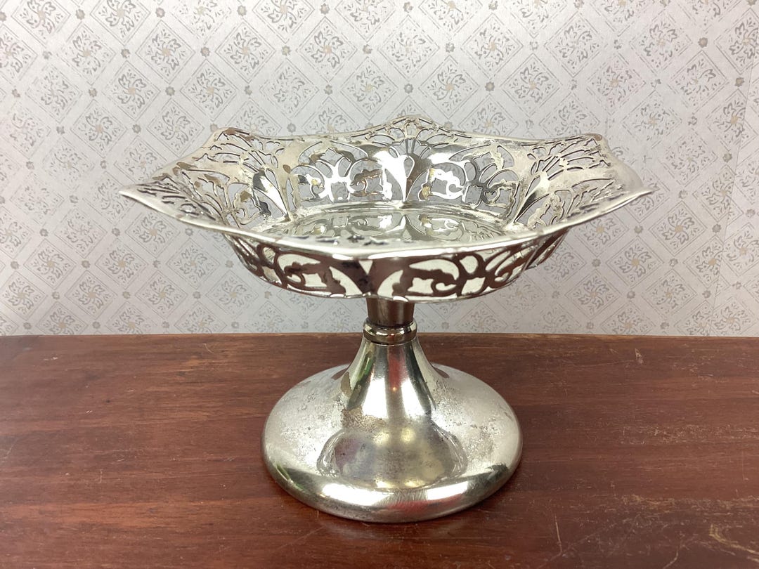 Silver Plate Pedestal Dish With Cutout Design - Etsy