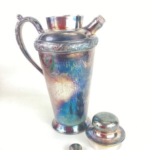 Vintage Victorian Plate Cocktail Shaker, Hammered Silver Plate Barware ...