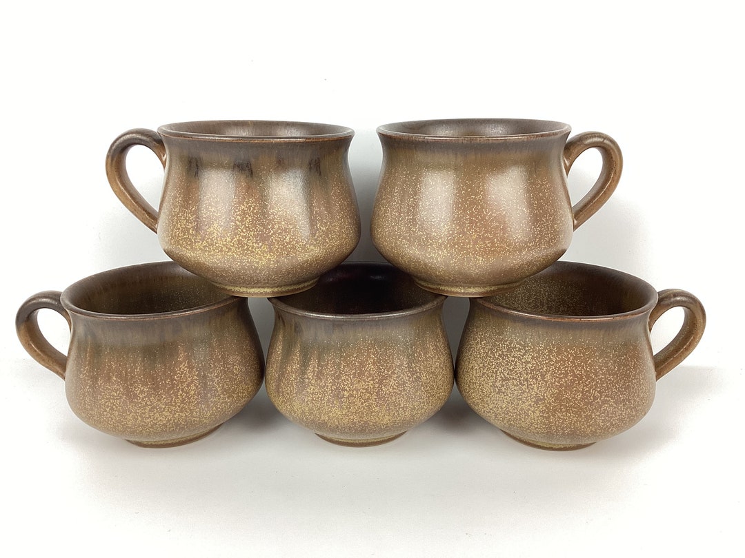 Set of 5 Vintage Denby England Brown Mugs, Romany Pattern - Etsy