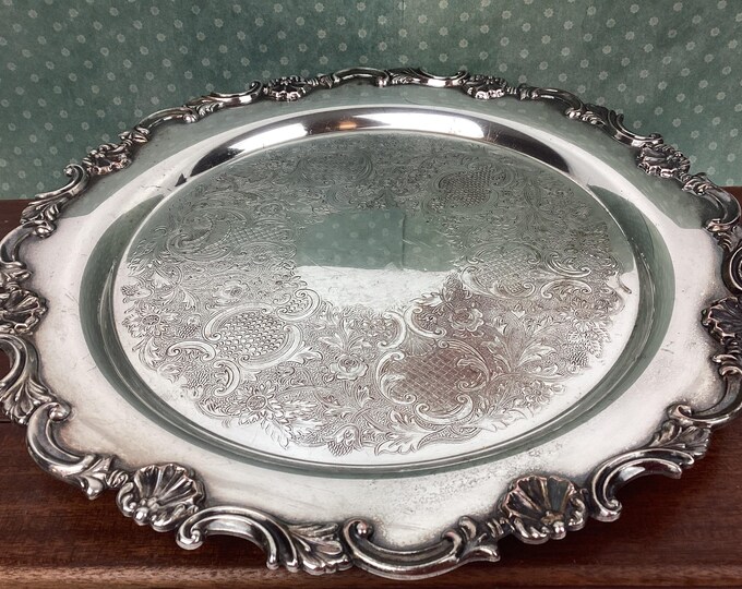 Vintage Sheffield Reproduction #7555 Round Tray, 13" Silverplate ...