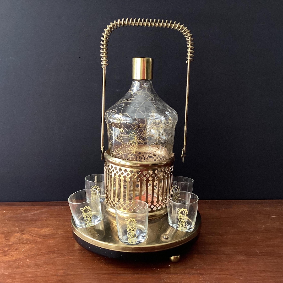 Musical Decanter Set With 6 Shot Glasses, Mid Century - Etsy
