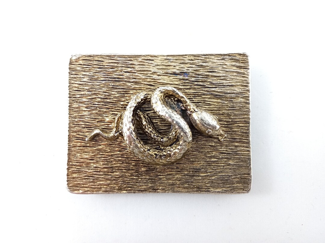 Vintage Snake Belt Buckle, Metal Rectangle Gold Coloured Buckle, Strap ...