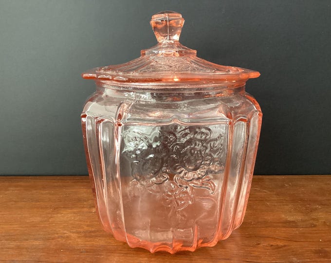 Pink Depression Glass Cookie Jar, Mayfair Pink Anchor Hocking - Etsy