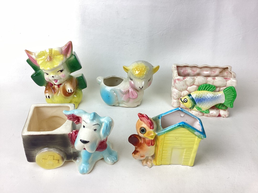 Your Choice 1950s Small Ceramic Animal Planters Rabbit - Etsy
