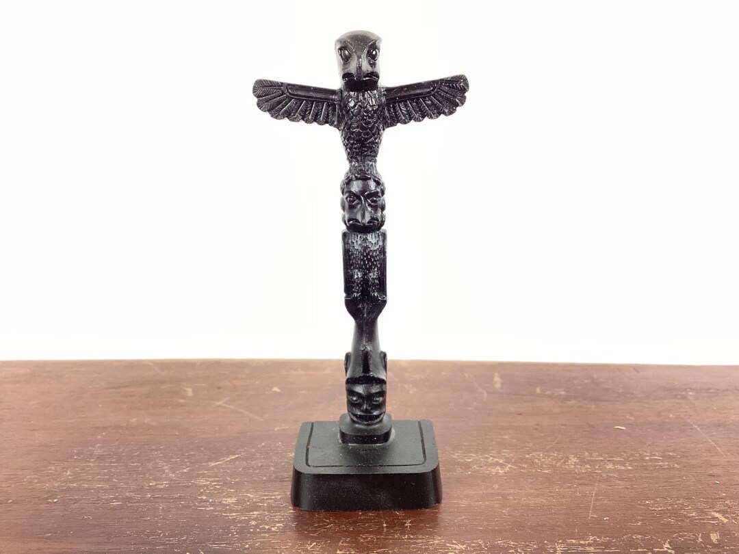 Vintage Boma Small Black Resin Totem Pole Statue, Made in Canada - Etsy