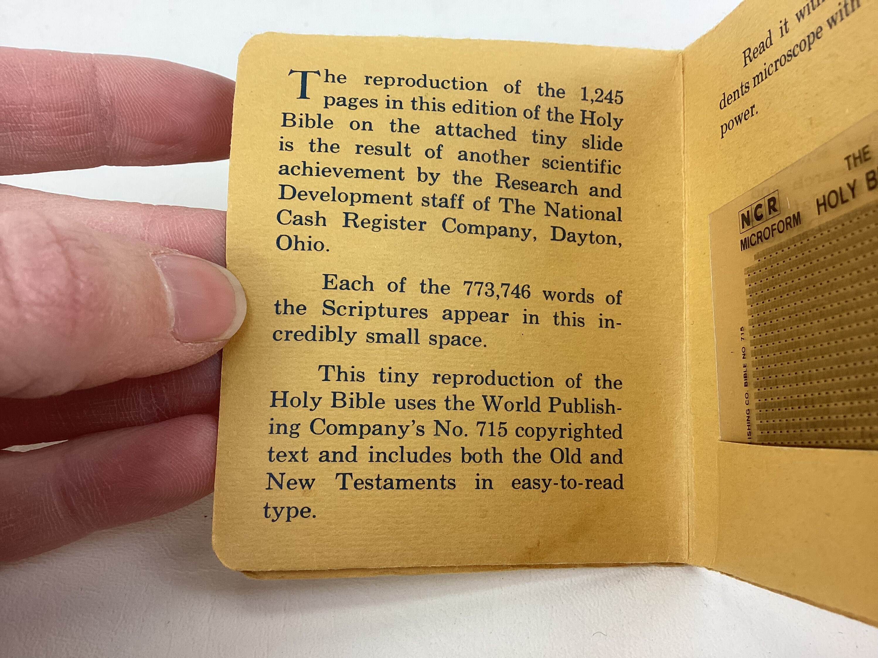 Vintage NCR Microform Bible Smallest Bible in the World - Etsy