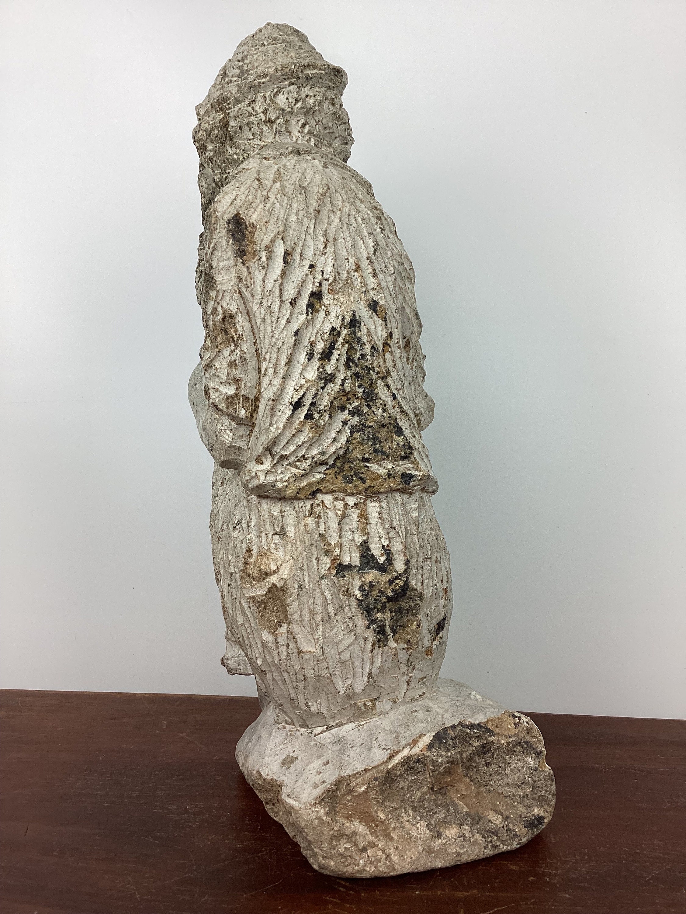Hand Carved Stone Statue, Sitting Man, Artist Signed - Etsy