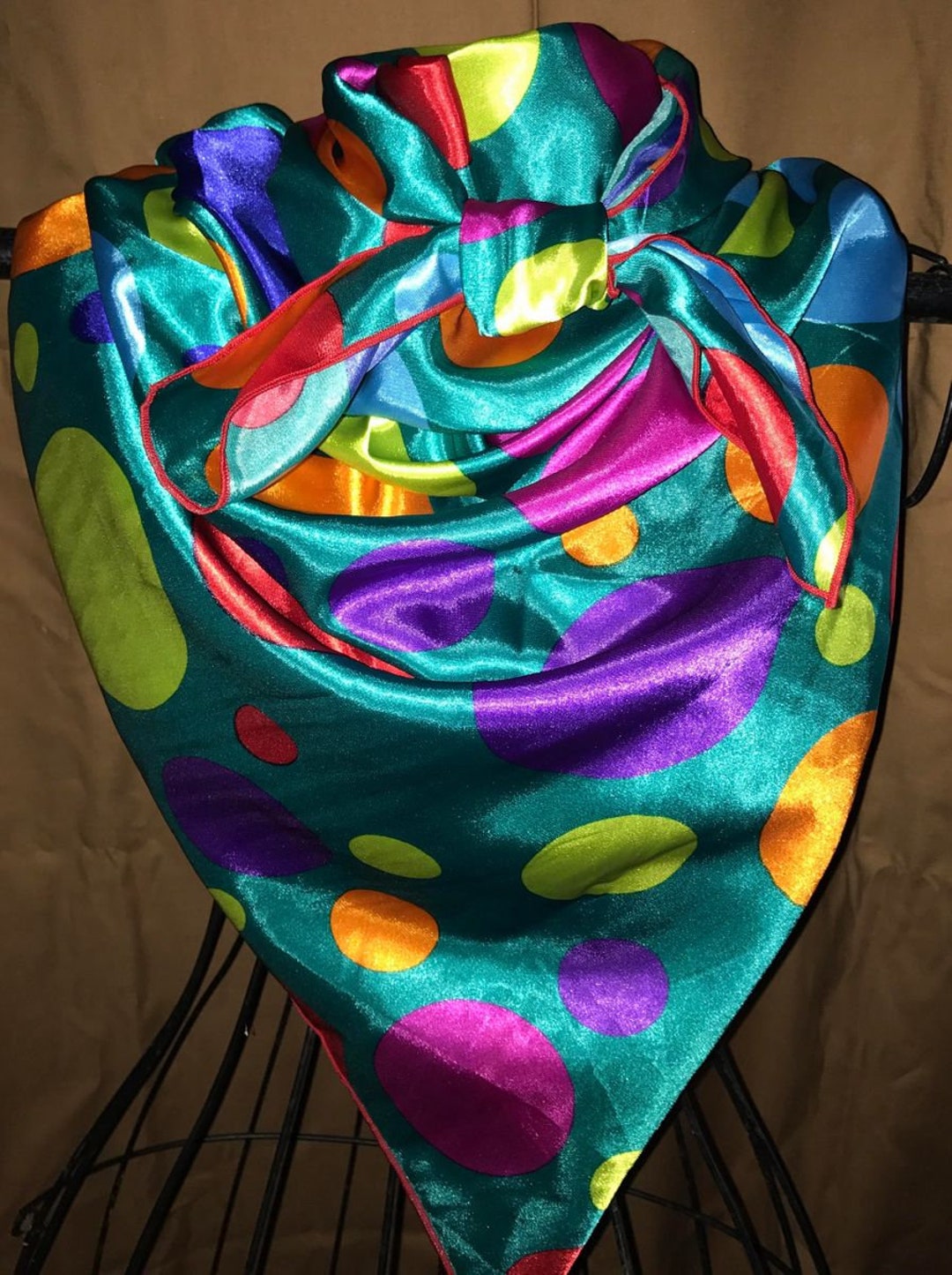 Turquoise With Multi Colored Polka Dots Wild Rag - Etsy