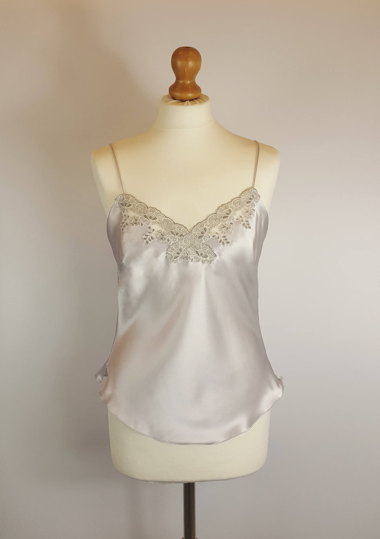 Satin Mist Silver Camisole, Silk Satin Camisole, Silver Camisole, Silk ...