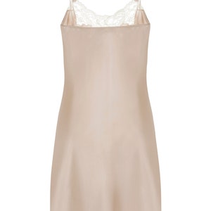 Pale Coffee Silk Slip-dress, Silk and Lace Slip, Silk Petticoat, Silk ...