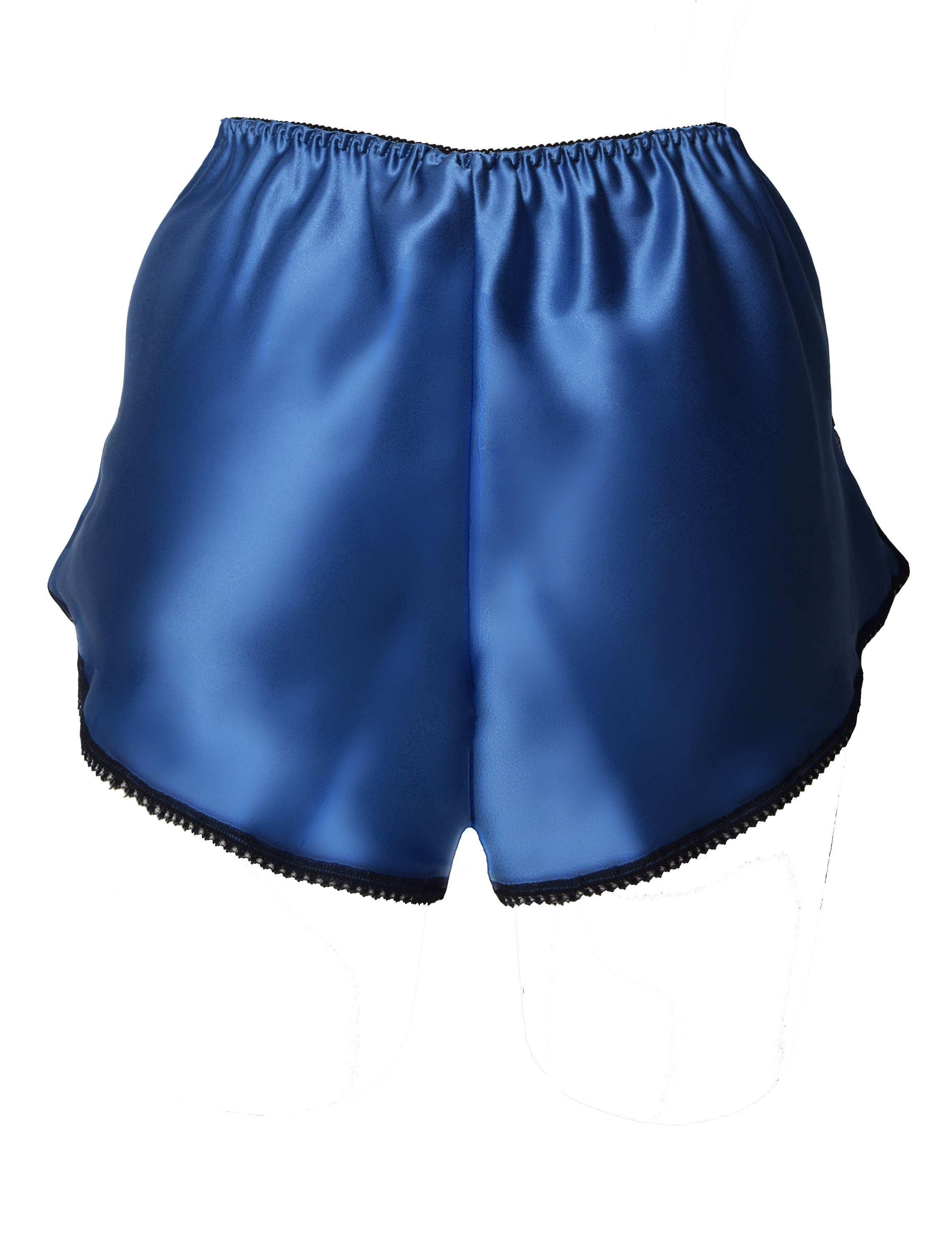 Deep Blue and Black Lace Camisole and French Knicker Set Silk - Etsy