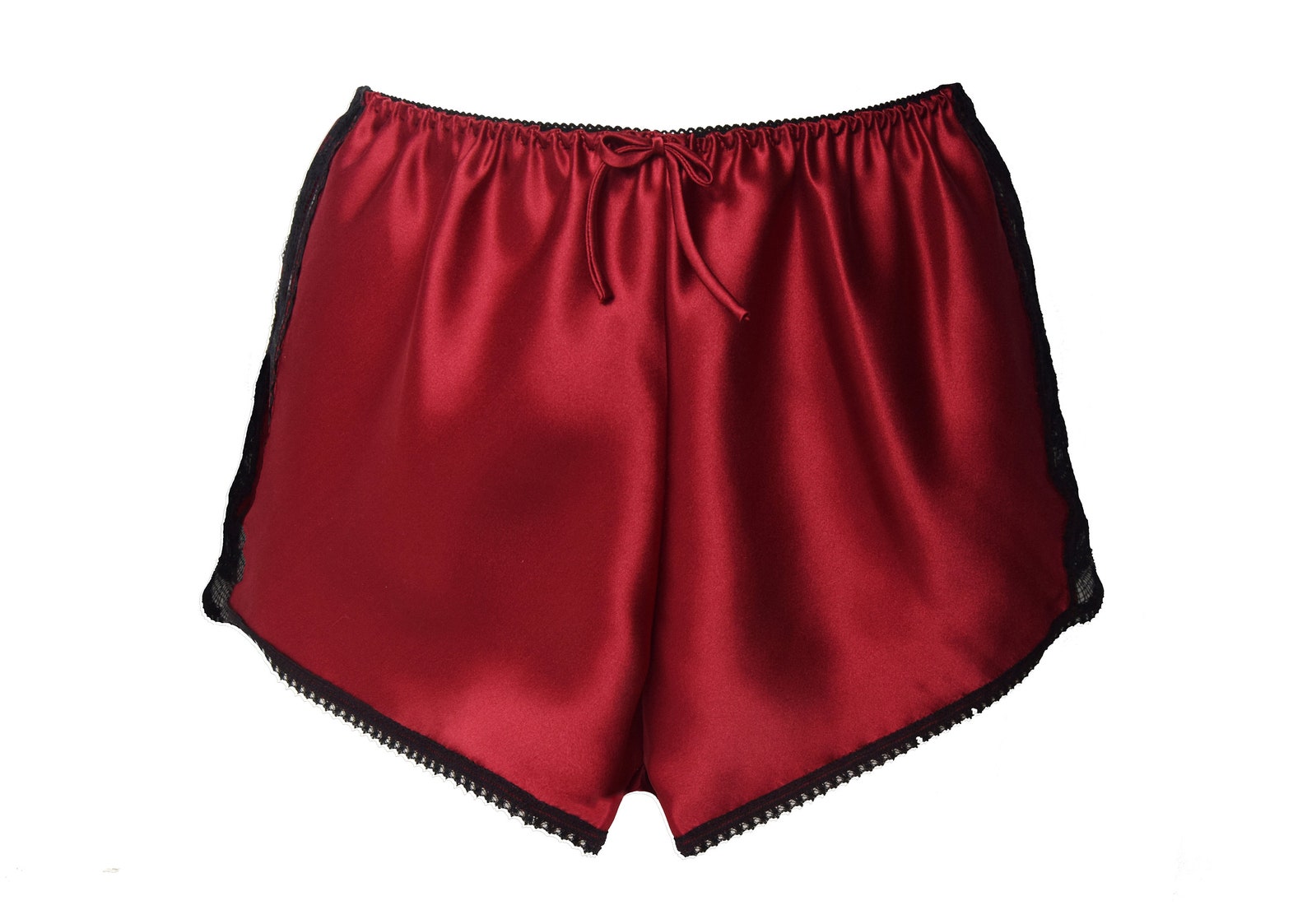 Ruby Red and Black Lace Camisole and French Knicker Set, Silk Camisole ...