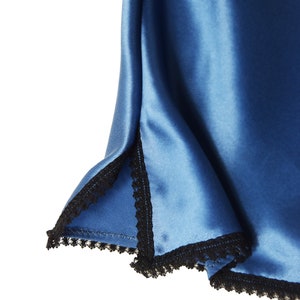 Deep Blue and Black Lace Camisole and French Knicker Set, Silk Camisole ...