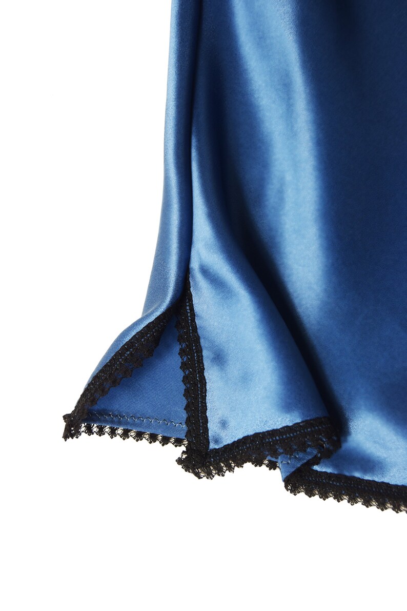 Deep Blue and Black Lace Camisole and French Knicker Set Silk - Etsy