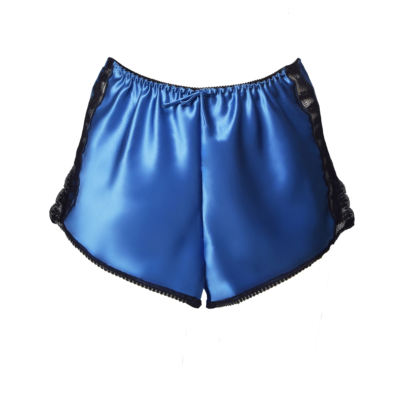 Deep Blue and Black Lace Camisole and French Knicker Set Silk - Etsy