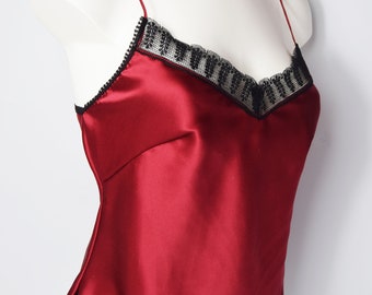 Deep Blue and Black Lace Camisole and French Knicker Set, Silk Camisole ...