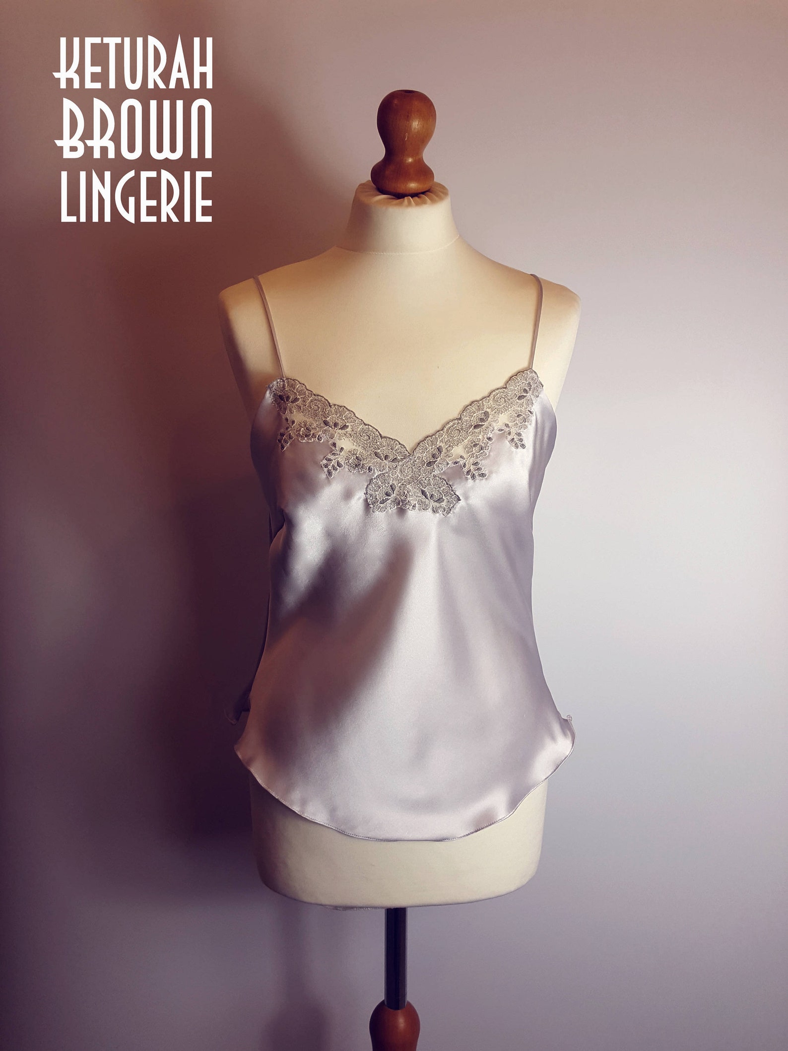 Satin Mist Silver Camisole, Silk Satin Camisole, Silver Camisole, Silk ...