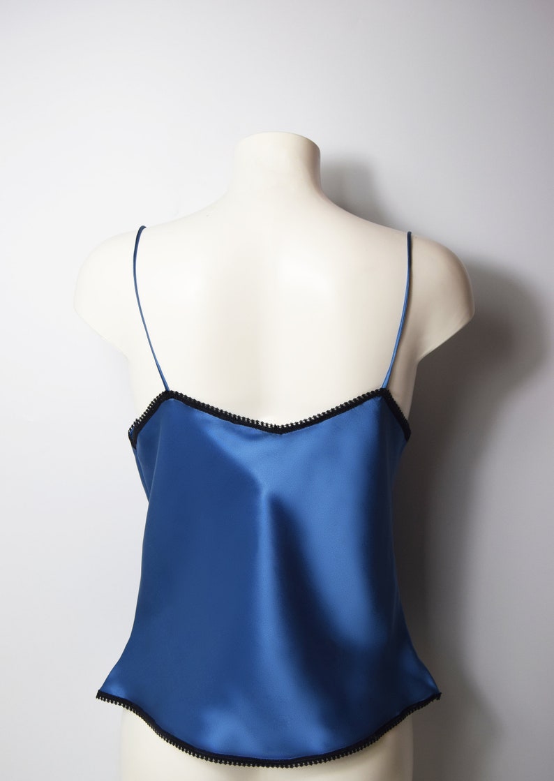 Deep Blue and Black Lace Camisole and French Knicker Set Silk - Etsy