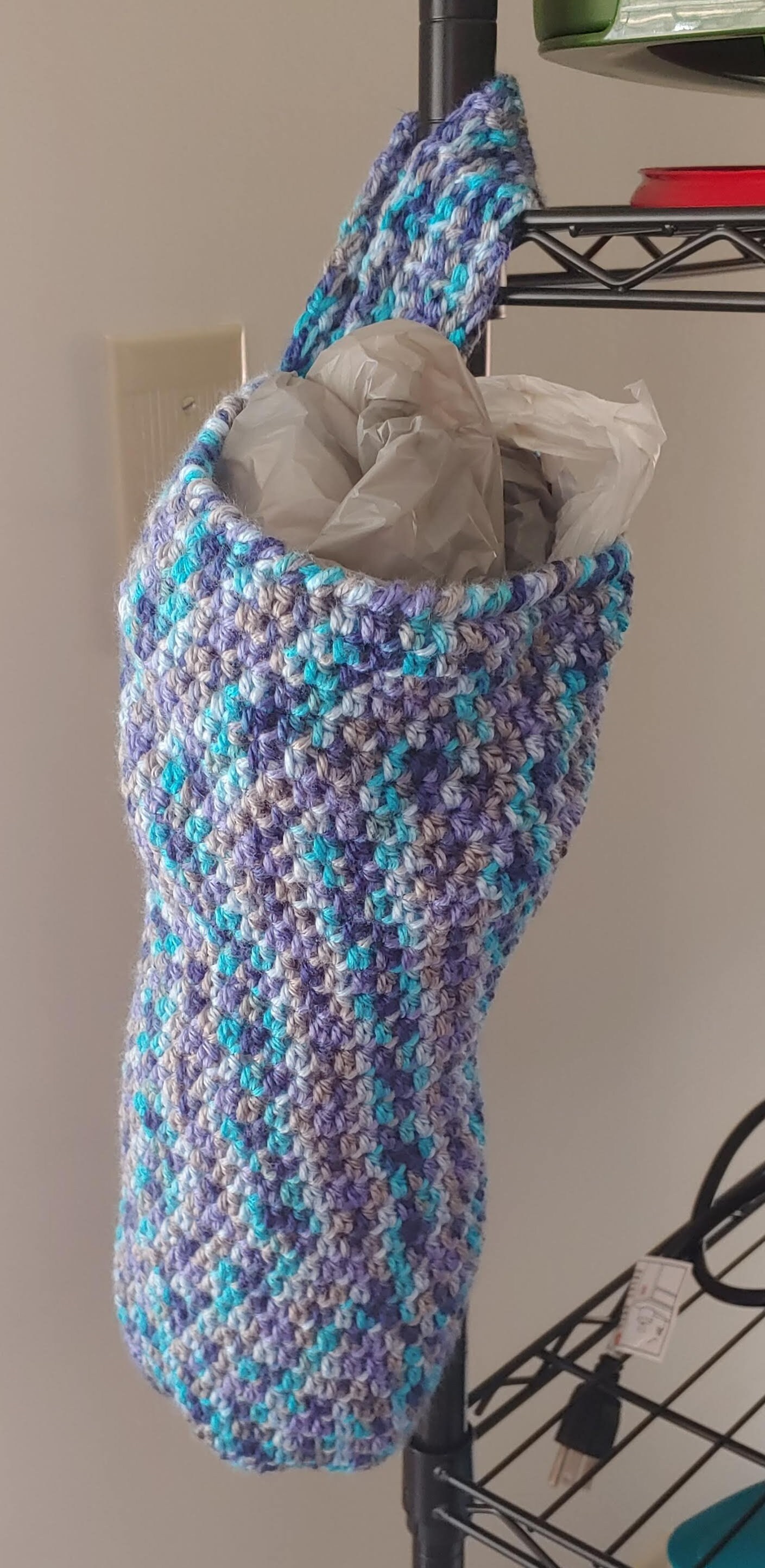Crochet PATTERN: 4-hour Mini DIY Hanging Plastic Grocery Bag Holder ...