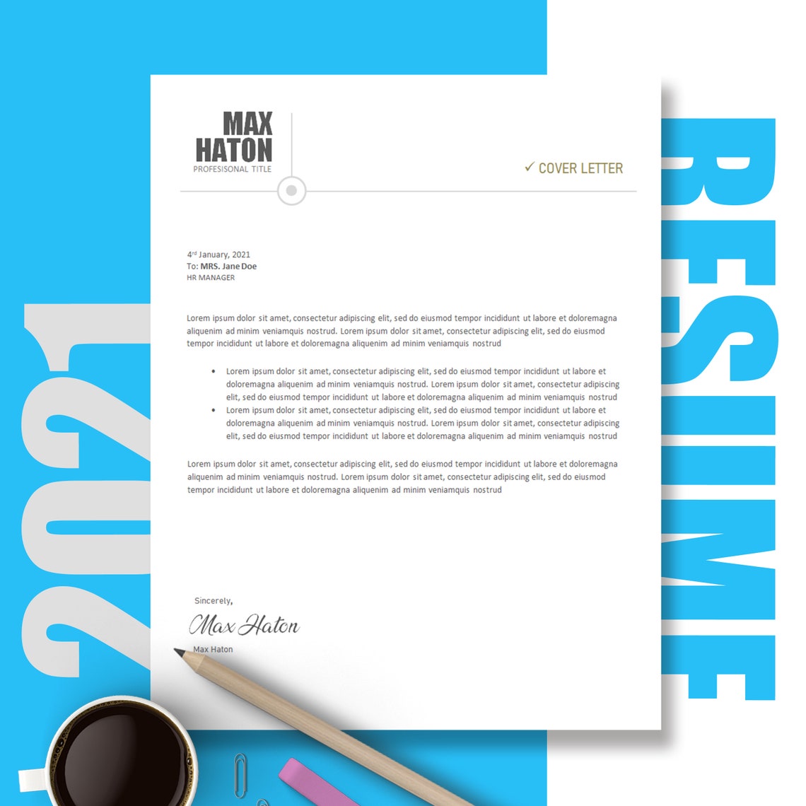 Resume Template Cover Letter Template And References Page Etsy