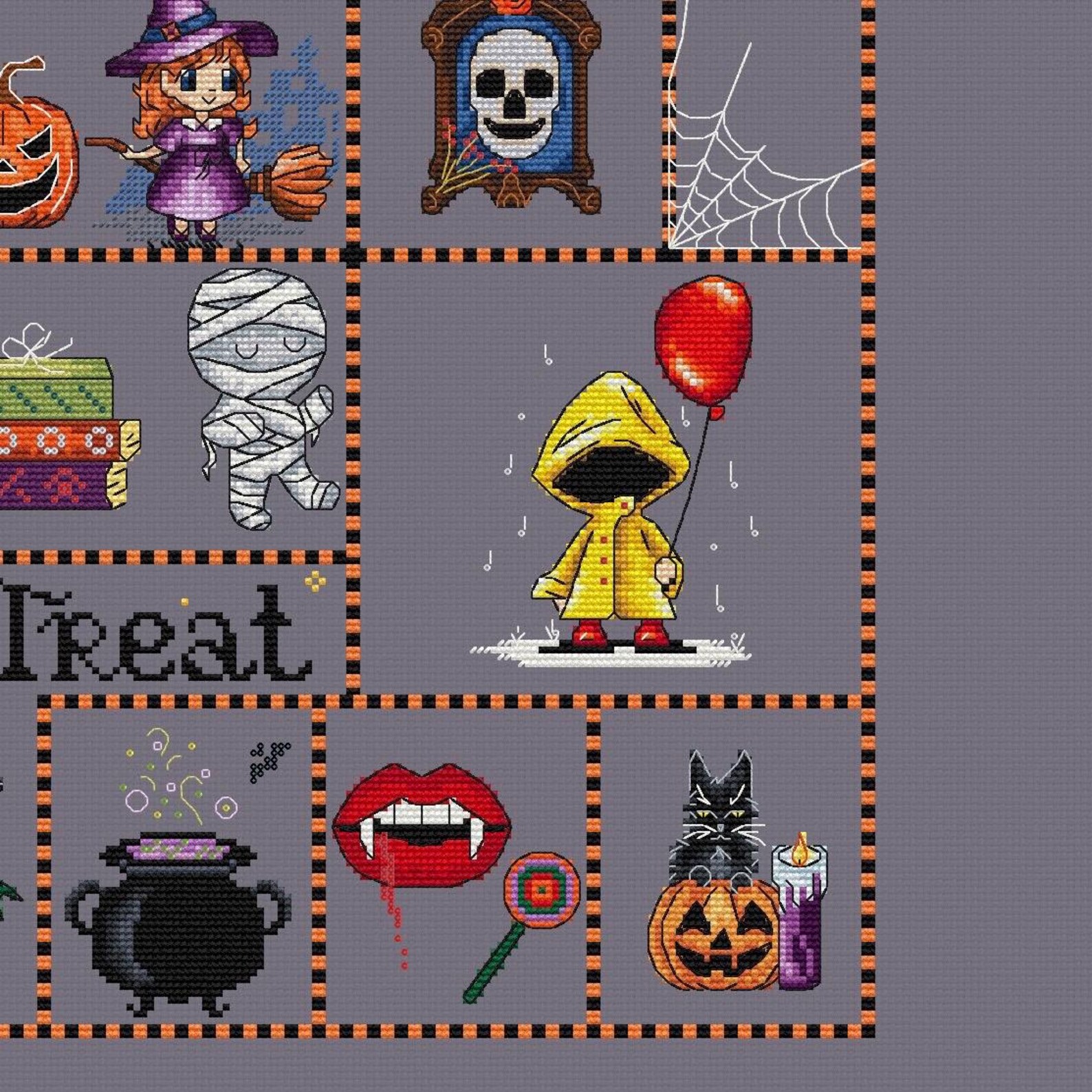Spooky Halloween Cross Stitch Sampler Pattern, Digital PDF, Saga ...