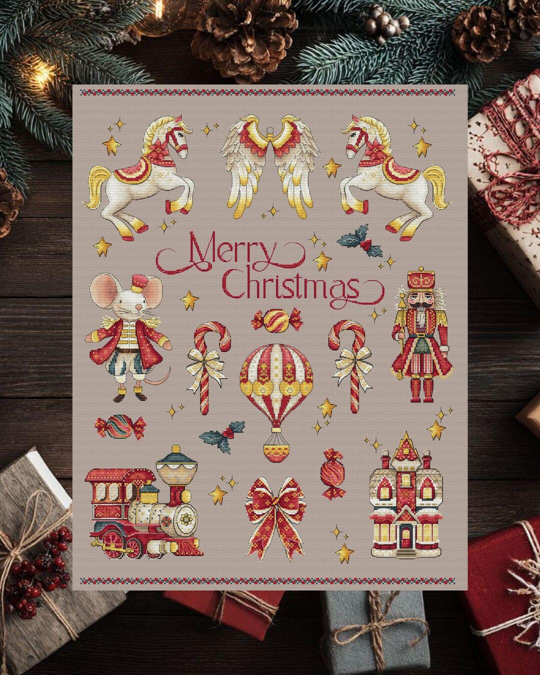 Cross Stitch Pattern “sampler Merry Christmas”. Holiday Sampler PDF ...