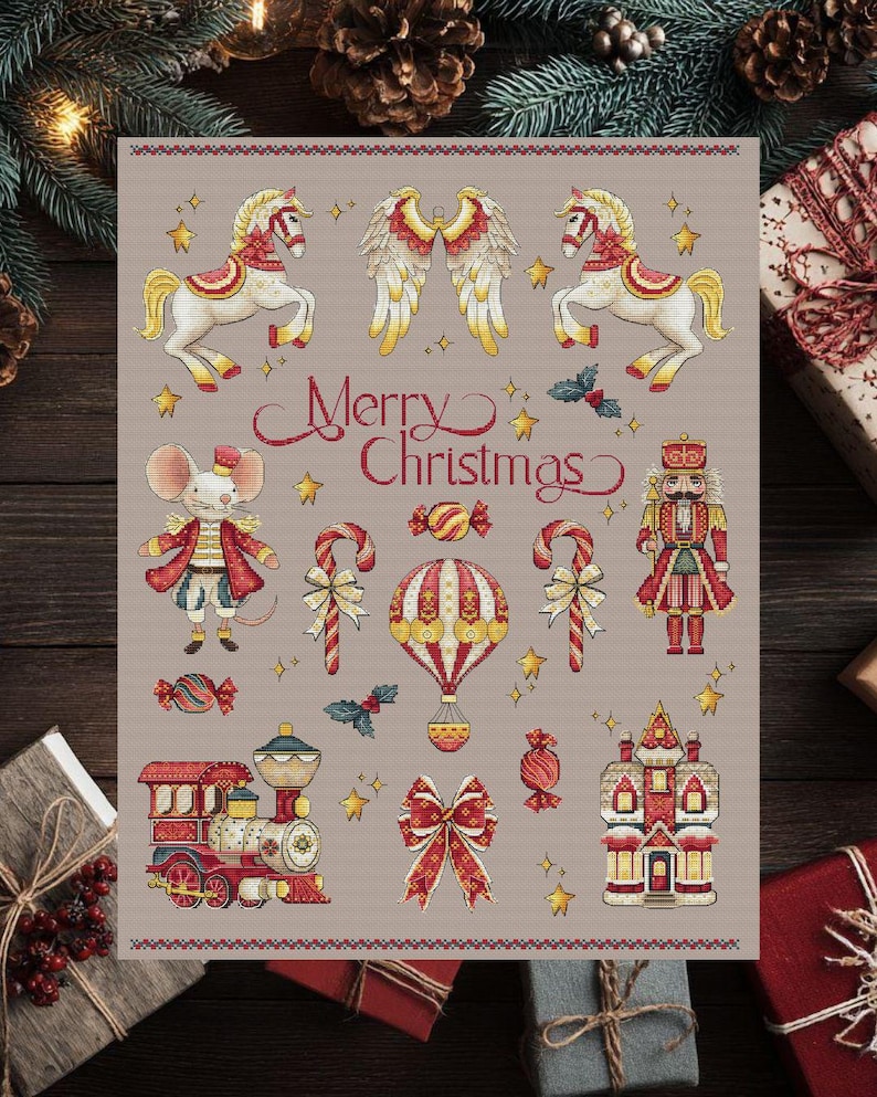 Cross Stitch Pattern “sampler Merry Christmas”. Holiday Sampler PDF ...