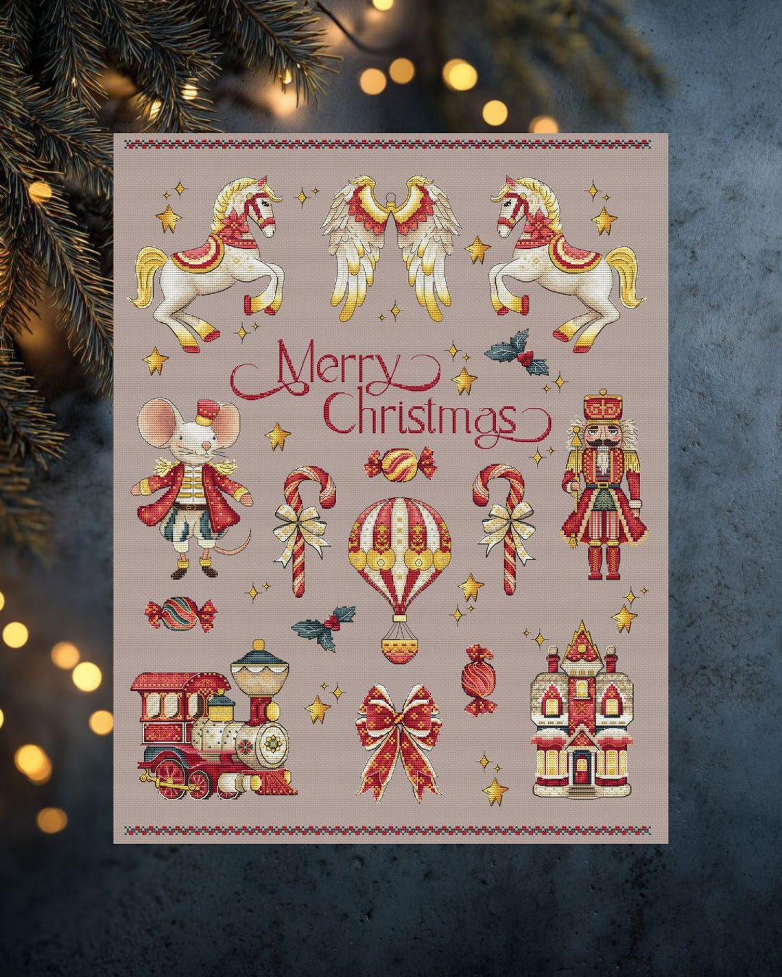 Cross Stitch Pattern “sampler Merry Christmas”. Holiday Sampler PDF ...