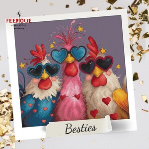 Besties Cross Stitch Pattern | Funny Chickens With Glasses | PDF ...