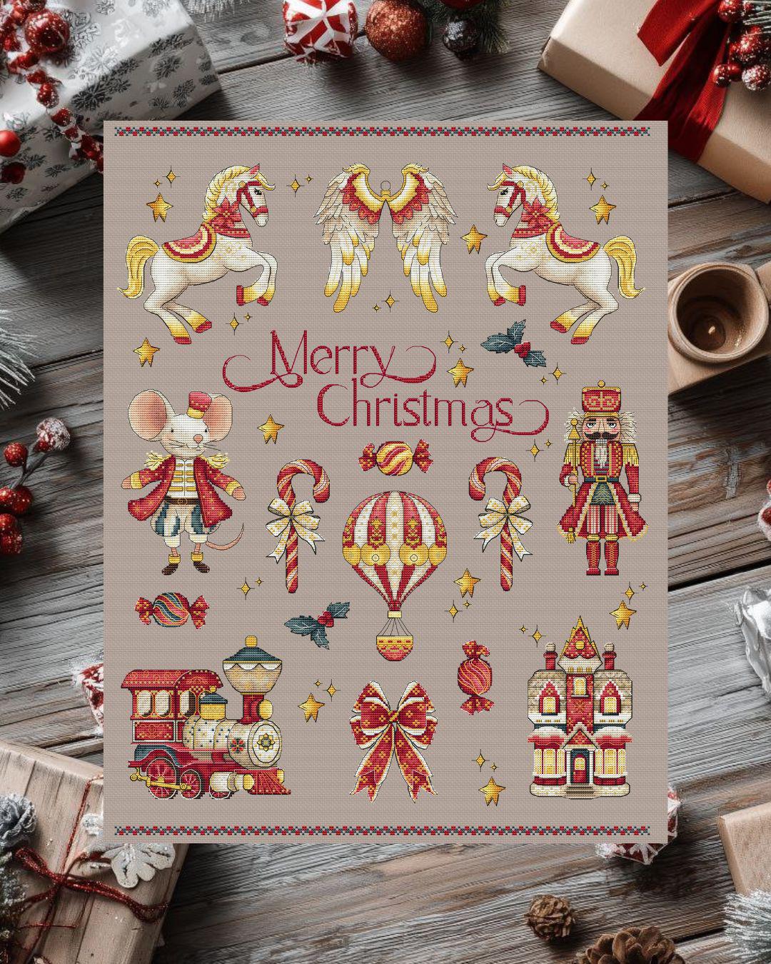 Cross Stitch Pattern “sampler Merry Christmas”. Holiday Sampler PDF ...