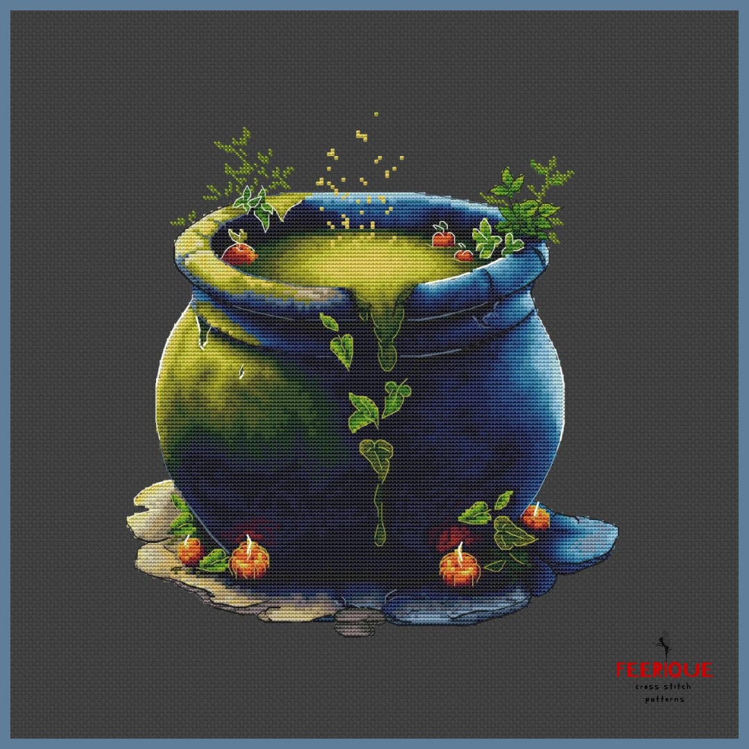 Fancy Cauldron of Witch Potion - DIY Cross Stitch Pattern for Halloween ...