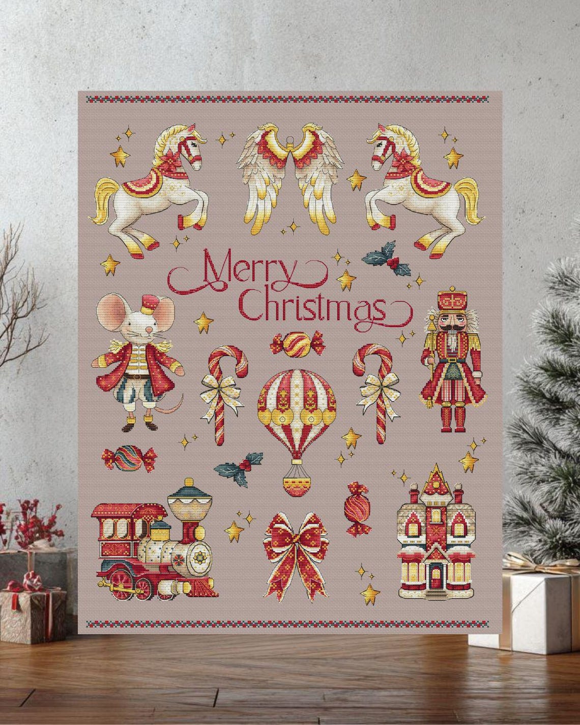 Cross Stitch Pattern “sampler Merry Christmas”. Holiday Sampler PDF ...