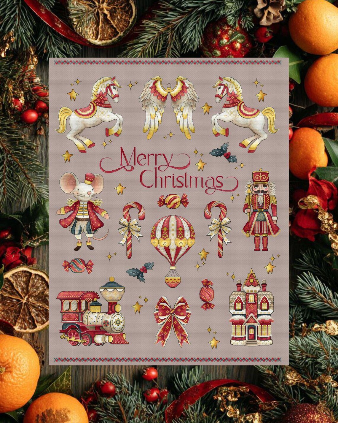 Cross Stitch Pattern “sampler Merry Christmas”. Holiday Sampler PDF ...
