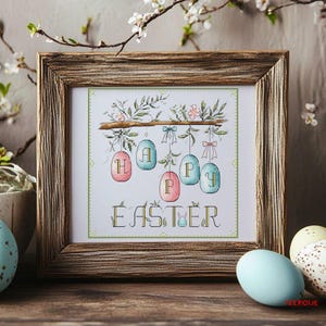 Easter Cross Stitch Pattern - Happy Easter Design. Digital Dowload PDF ...