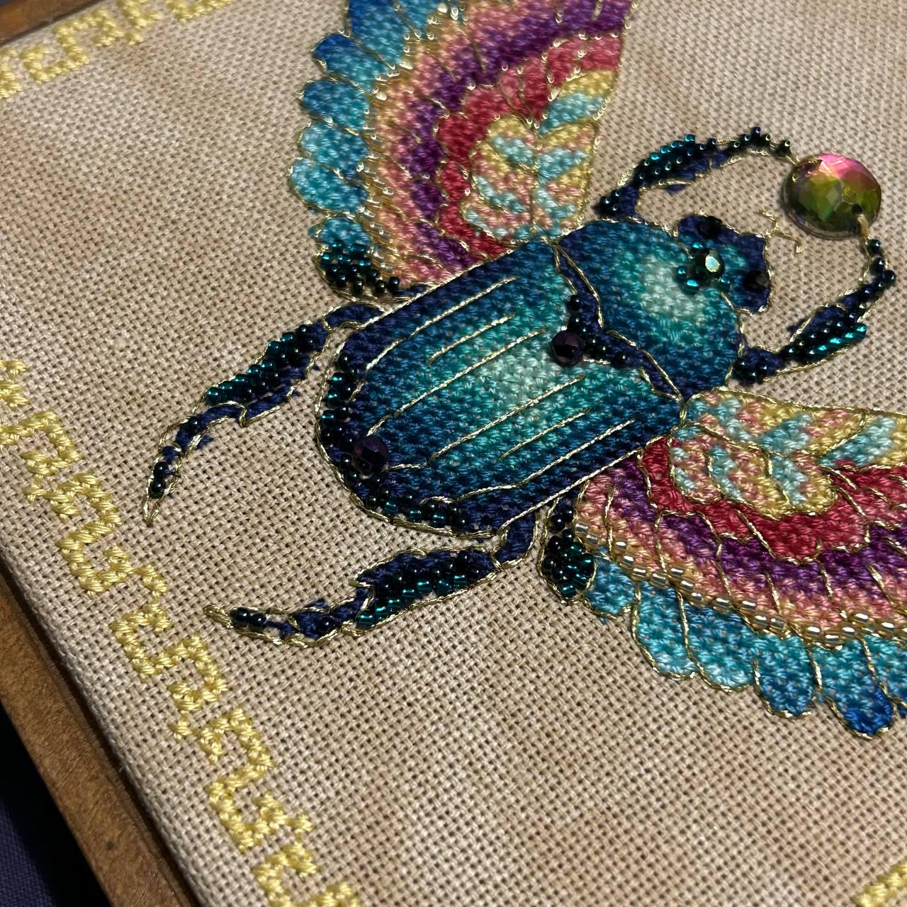 Beautiful Scarab Cross Stitch Pattern With Beads - Instant Download ...