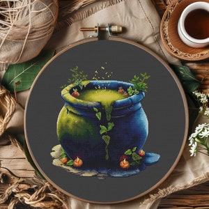 Fancy Cauldron of Witch Potion - DIY Cross Stitch Pattern for Halloween ...
