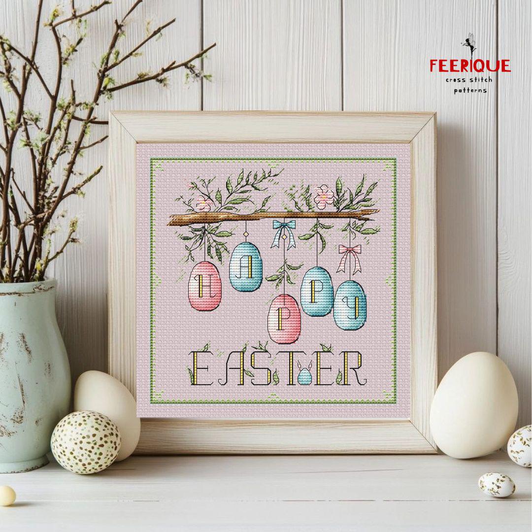 Easter Cross Stitch Pattern - Happy Easter Design. Digital Dowload PDF ...