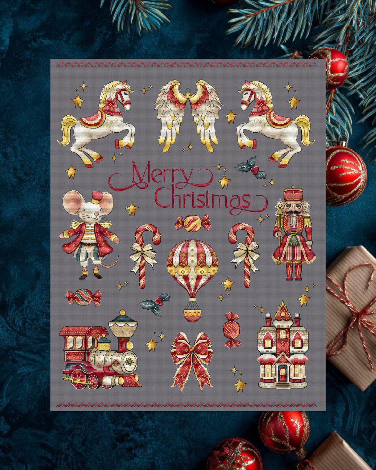 Cross Stitch Pattern “sampler Merry Christmas”. Holiday Sampler PDF ...