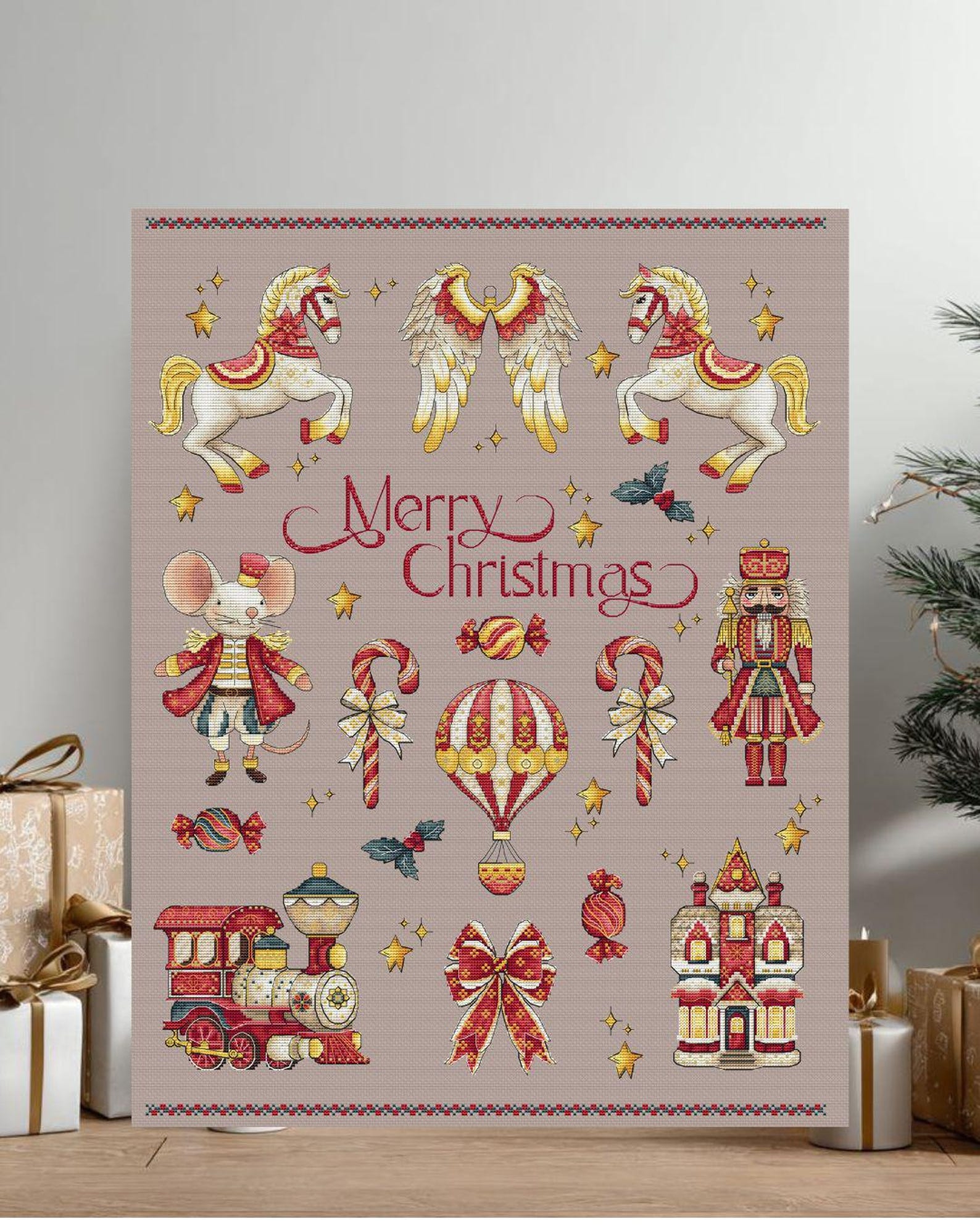 Cross Stitch Pattern “sampler Merry Christmas”. Holiday Sampler PDF ...