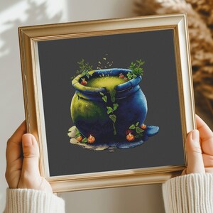 Fancy Cauldron of Witch Potion - DIY Cross Stitch Pattern for Halloween ...