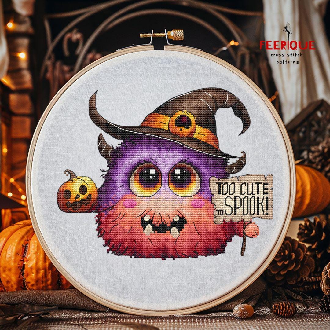 Cute and Shy Monster Cross Stitch Pattern - A Whimsical Stitching ...