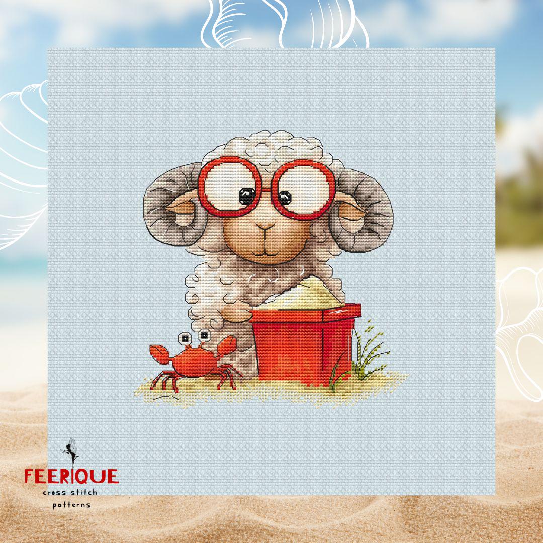Sheep Cross Stitch Pattern “sand Adventures” – Funny Summer Embroidery ...