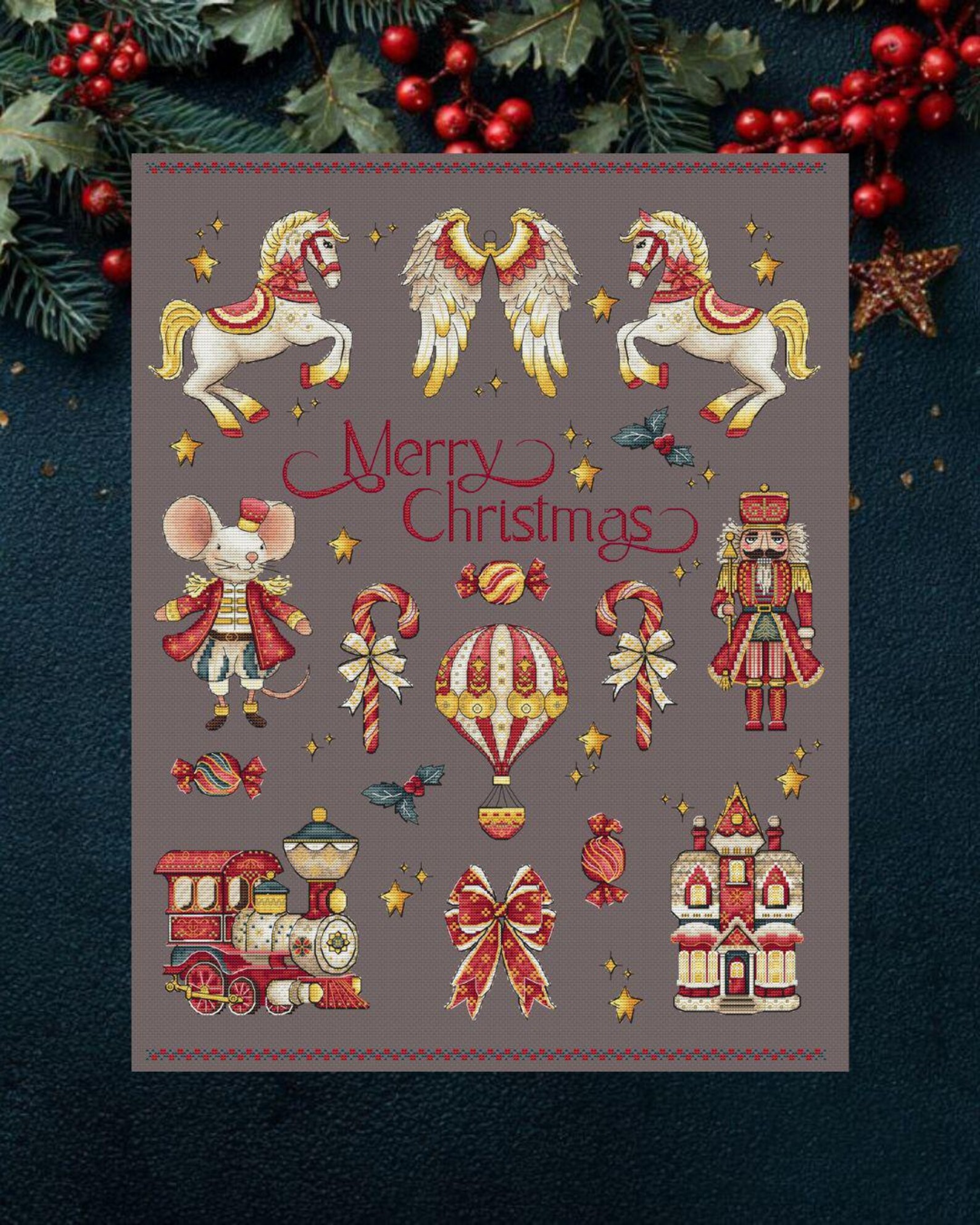 Cross Stitch Pattern “sampler Merry Christmas”. Holiday Sampler PDF ...