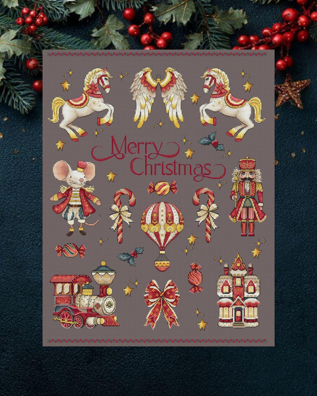 Cross Stitch Pattern “sampler Merry Christmas”. Holiday Sampler PDF ...